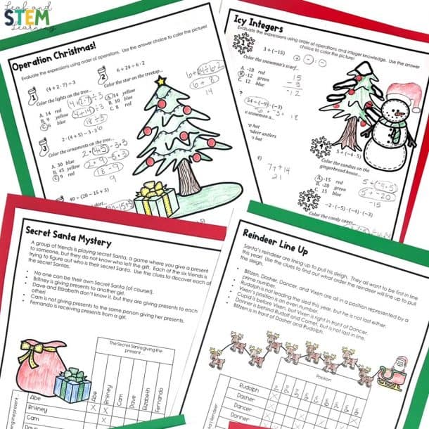 Christmas Math for Middle School - Leaf and STEM Learning